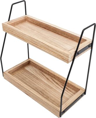 Lurrose VILLFUL Holzregal K&uuml;chenorganizer Stabiler K&uuml;chenst&auml;nder Mehrzweck Gew&uuml;rzregal f&uuml;r Arbeitsplatte Kaffee und Gew&uuml;rze Aufbewahrung Organizer f&uuml;r Zuhause