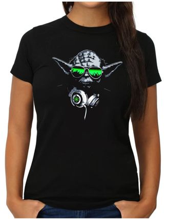 OM3 DJ-YODA T-Shirt - Damen - Deejay Headphones Party Club Music Beat Turntables - XXL, Schwarz