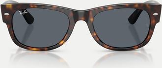 Ray-Ban Mega Wayfarer II - Eckige Sonnenbrille in Havana mit blauen Gl&auml;sern-Braun