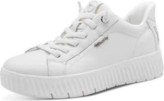Tamaris Comfort Damen Step IN Leder Sneaker flach zum Schlupfen Wide Fit, Wei&szlig; (White), 37 EU