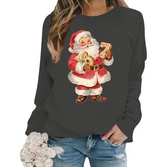 Generic Chandails graphiques pour femmes, imprim&eacute; P&egrave;re No&euml;l amusant 67, pulls de No&euml;l avec dessins anim&eacute;s | Streetwear, gris fonc&eacute;, XXL