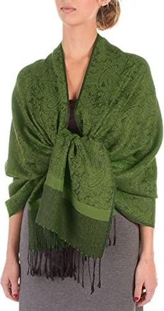 Sakkas 70 x 28 souple Pashmina Feel vari&eacute; Paisley Conception ch&acirc;le/Wrap/Stole - Vert