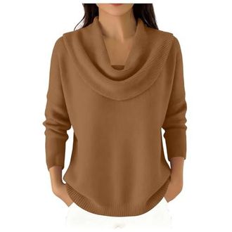 Generic Pull léger à col bénitier pour femme - Couleur unie - Manches longues - Pull en tricot - Pull dhiver décontracté, Tempérament 4, XL