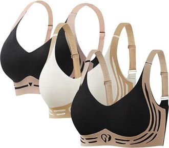 Generic Gather Bra Soutien-gorge sans fil doux et confortable pour femme Lingerie quotidienne Sports Soutien-gorge 3 pi&egrave;ces Bustiers Femme, o, XXL