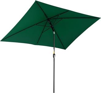 OUTSUNNY Parasol de jardin Parasol droit inclinable rectangulaire aluminium polyester haute densit&eacute; 3 x 2 m Vert
