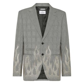 Philipp Plein English Check Blazer LS Strass Flame - - Jackets - Herren - Schwarzk - 4XL