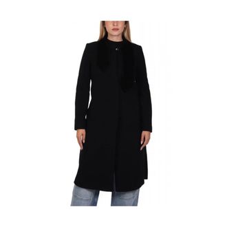 Emporio Armani Femme, Manteaux, Noir, Taille: 48 FR Manteau avec col foulard en tissu de couverture en laine m&eacute;lang&eacute;e