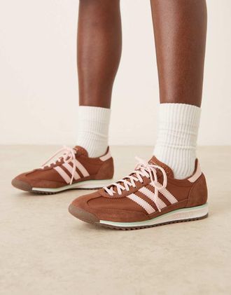 adidas Originals SL 72 OG - Sneaker in Hellbraun und Rosa-Brown