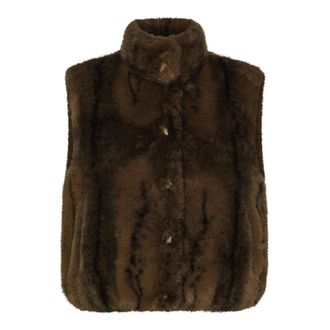 Seventy Femme, Vestes, Brun, Taille: 46 FR Gilet Ecopelliccia Effetto Animalier