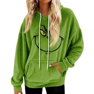 Generic Le Grinch Sweat Femme A Capuche The Plaid 2025 Pulls Sweatshirts Femmes Pull Vetement Noel Hiver Adulte Deguisement Chaud Moche Pyjama Vêtements De Ch