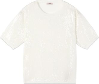 Oltre Femme, Pulls, Blanc, Taille: 42 FR Pull en viscose m&eacute;lang&eacute;e avec sequins