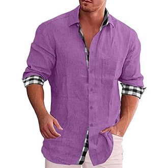 Generic Chemise &agrave; carreaux &agrave; manches longues pour homme, chemise boutonn&eacute;e &agrave; carreaux pour homme, chemises tendance, chemises polyvalentes et l&eacute;g&egrave;res, d&eacute;contr