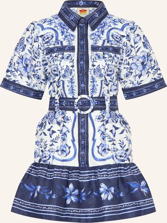 Farm Rio Farm Rio Hemdblusenkleid Porcelain Garden Aus Leinen gelb