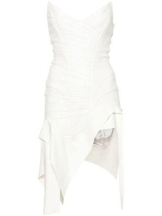 MUGLER Asymmetrisches Bustier-Minikleid - Nude