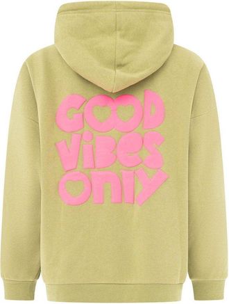 Zwillingsherz Hoodie GOOD VIBES Oversize-Fit, Kapuze mit Kordel, Statement Print, K&auml;ngurutasche