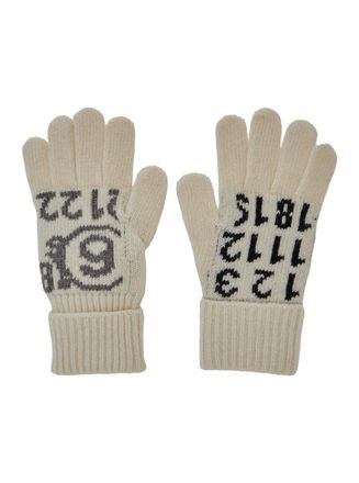 Maison Margiela Wool Blend Knit Gloves - White