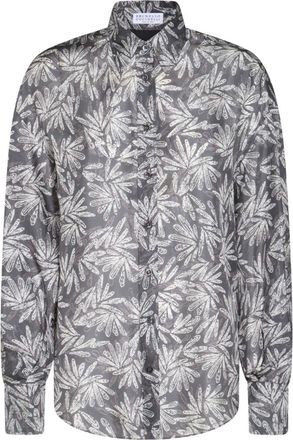 Brunello Cucinelli Hemd mit Blumen-Print - Grau