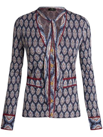 Etro Jacquard-Cardigan mit Schleife - Blau