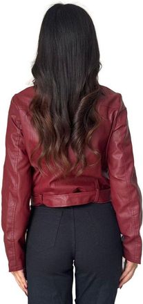 Ital-Design Lederimitatjacke Cropped Kunstlederjacke f&uuml;r Damen - Trendig & Vielseitig (90764020) Bikerjacke in Weinrot