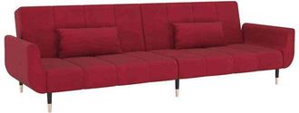 vidaXL Schlafsofa 2-Sitzer mit 2 Kissen Weinrot Samt Vidaxl