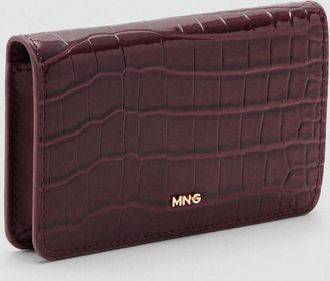 Mango Portefeuille moyen effet croco bordeaux - Femme - Taille unique - MANGO