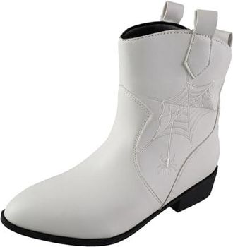 Generic Bottines d&eacute;quitation pour femme - Bottes dhiver - Jacquard - Bottes western - Bottines &agrave; enfiler - Talon bas - Bottes en cuir pointues - Bottes &eacute;l&eacute;gan