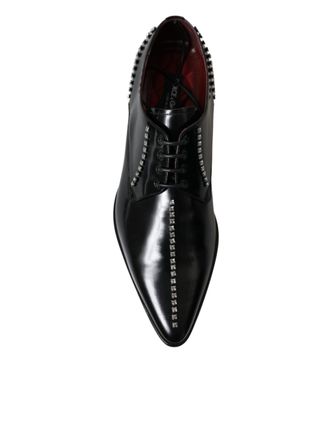 Dolce & Gabbana Mens Black Leather Crystal Dress Formal Shoes