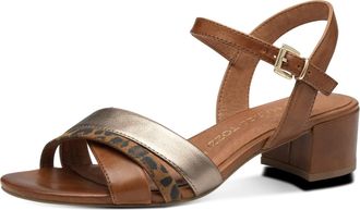 Marco Tozzi Damen Sandalen mit Absatz mit Lederanteil Elegant, Braun (Cognac Comb), 36 EU
