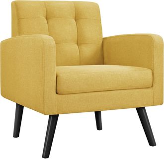 Yaheetech Ohrensessel Sessel mit Armlehnen, Bequem und Modern, Fernsehsessel Relaxsessel Wohnzimmer Clubsessel Sofa 136 KG belastbar Gelb