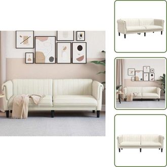 vidaXL The Living Store - Sofa 3-Sitzer Creme Samt - Samtsofa - Wohnlandschaft - 3er Sofa - Creme Sofa - Modernes Sofa