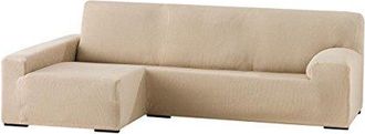 Eysa elastisch sofa überwurf chaise longue links, frontalsicht, Polyester-Baumwolle, 01-beige, 90 x 240 - 280 x 155 cm