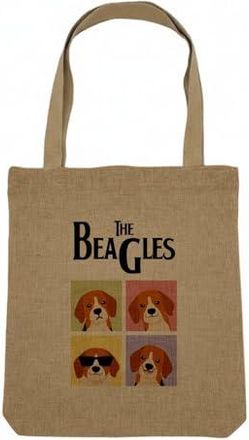 Fabulous Sac Shopping Tote Bag Aspect Lin - The Beagles Parodie Chien Animaux de Compagnie - Sac de Courses Toile Epaisse 360g Beige Naturel Cabas Port&eacute; Epaule