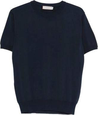 Canali Homme, Tops, Bleu, Taille: L T-shirt en maille de coton