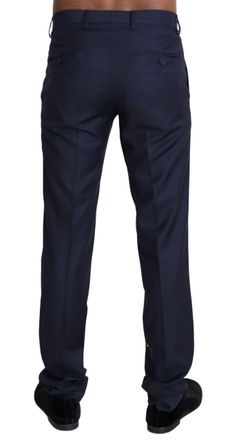 Dolce & Gabbana Mens Wool-Silk Blend Trousers Navy