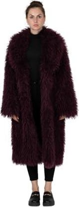 K.Zell Manteau Long en Fausse Fourrure Boucl&eacute;e, Col Ouvert, Poches Lat&eacute;rales, Manteau hiver Femme (FR/ES, Alpha/lettres, M, Taille normale, Taille normale, A