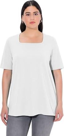 Ulla Popken T- Shirt Ligne A, col carrée, Manches mi-Longues, White Out, 56-58 Femme