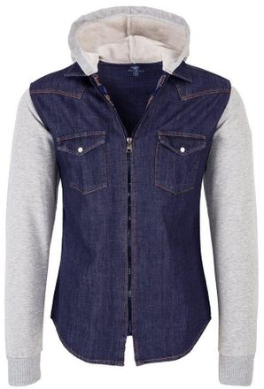 Rock Creek Jeansjacke Herren Jeanshemd mit Kapuze