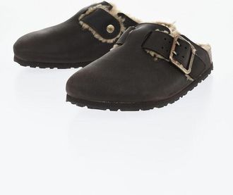 Birkenstock Leather Mules BOSTON BOLD with Sheraling Lining size 41