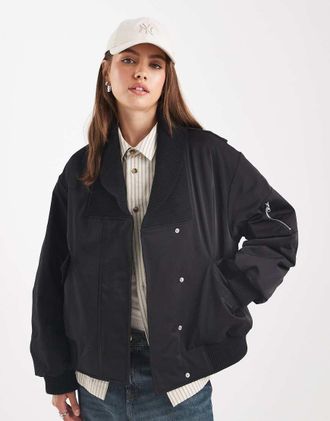 Asos Bomber avec col en maille - Noir