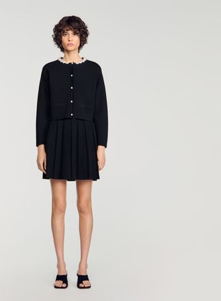 Sandro Cardigan avec col &agrave; fleurs perl&eacute;es