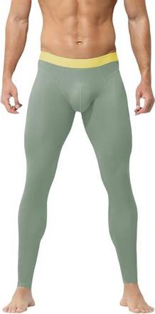 Generic Sous-vêtement thermique doublé en polaire pour homme - Coupe ajustée - Legging extensible de couleur unie - Sous-vêtements légers et confortables - Ta