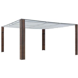 vidaXL vidaXL Tonnelle avec toit R&eacute;sine tress&eacute;e 400x400x200cm Marron et cr&egrave;me