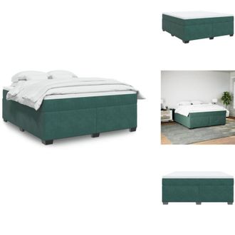 vidaXL Boxspringbett mit Matratze Dunkelgr&uuml;n 180x200 cm Samt - Boxspringbett - Boxspringbetten - Bett - Bett Mit Stauraum