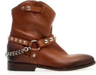 Strategia Stiefel - Texan Leather Cork Washed Studs - Gr. 36,5 (EU) - in Braun - f&uuml;r Damen