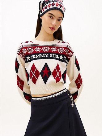 Tommy Hilfiger Pull boxy Tommy Girl en laine Fair Isle