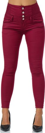 Elara Damen Jeans High Waist Push Up Skinny Fit Chunkyrayan 1166-70 Wine-46 (3XL)