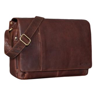 STILORD Elias Echtleder Umhängetasche 15.6 Zoll - der verbesserte Klassiker - Vintage Lifestyle 2.0, Farbe:maraska - dunkelbraun