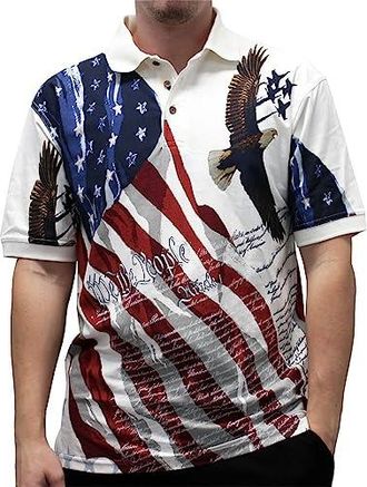 Keephen Hommes Drapeau Américain Eagle T-Shirt imprimé en 3D Creative Casual Print Manches Courtes Polo Shirt Revers Cou Tee Tops