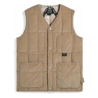 TAION Veste Sans Manche Velours C&ocirc;tel&eacute; Col V Neck Button Taion