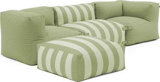 Oviala Ecksofa, gestreift, f&uuml;r Garten, modular, 4-Sitzer, Kaktusgr&uuml;n - Mixi